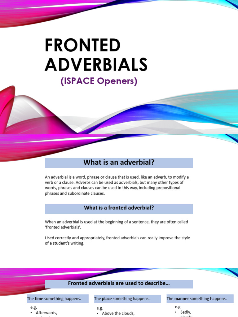 Fronted Adverbials (ISPACE Openers) | PDF
