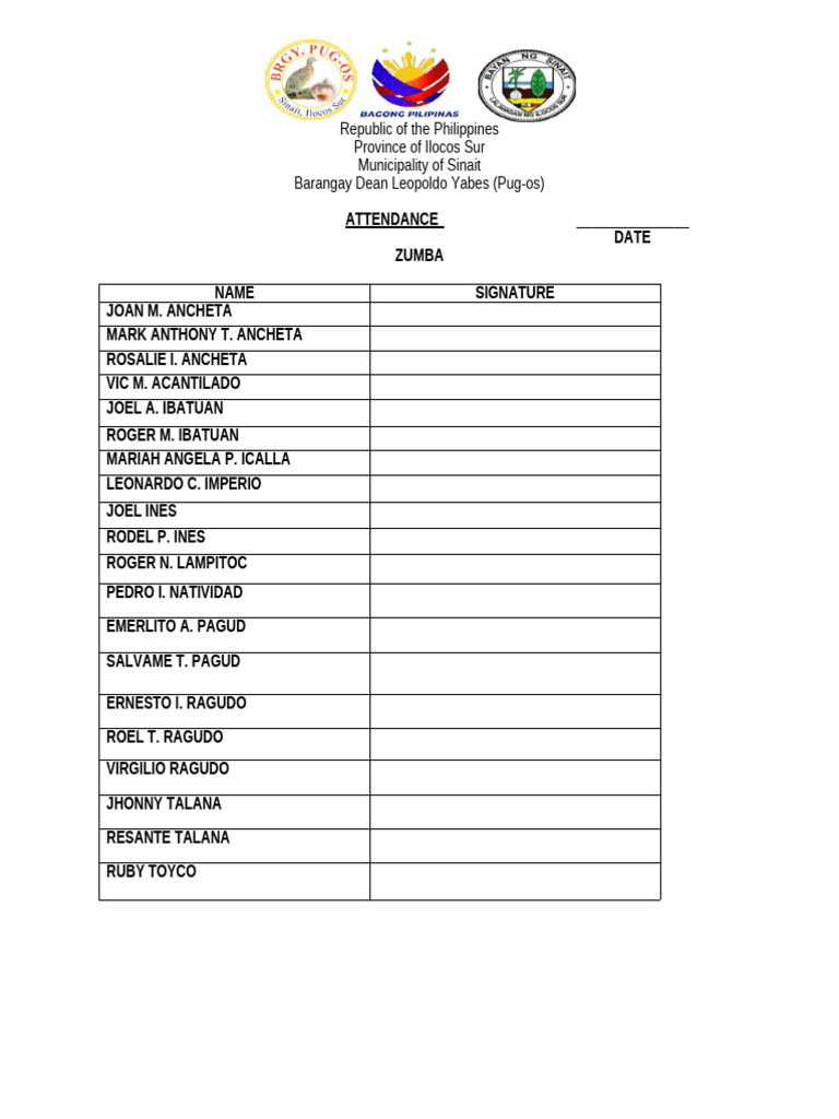 Attendance Tanod | PDF