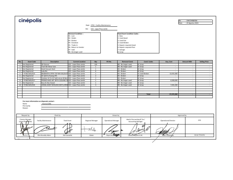 Form Disposal FM Ops Lippo Plaza Jambi | PDF