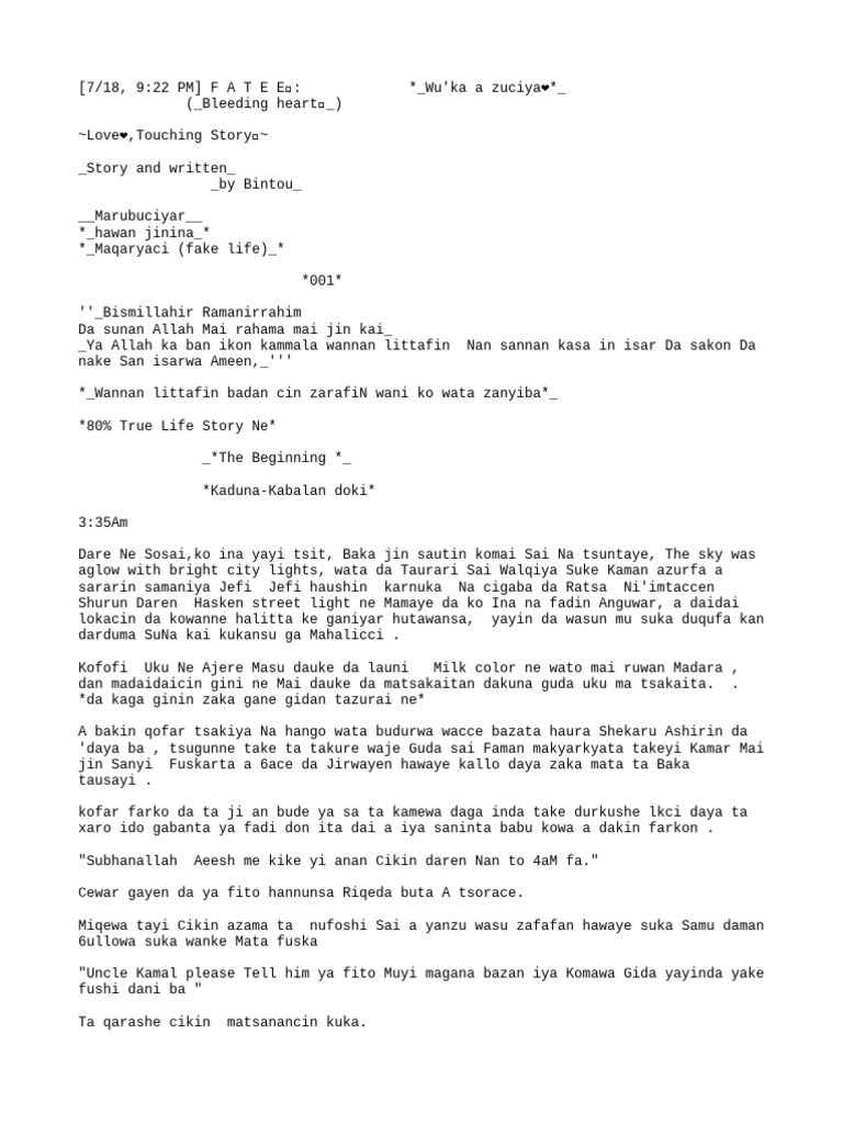 Wuƙa A Zuciya (Bleeding Hearts) Part One | PDF