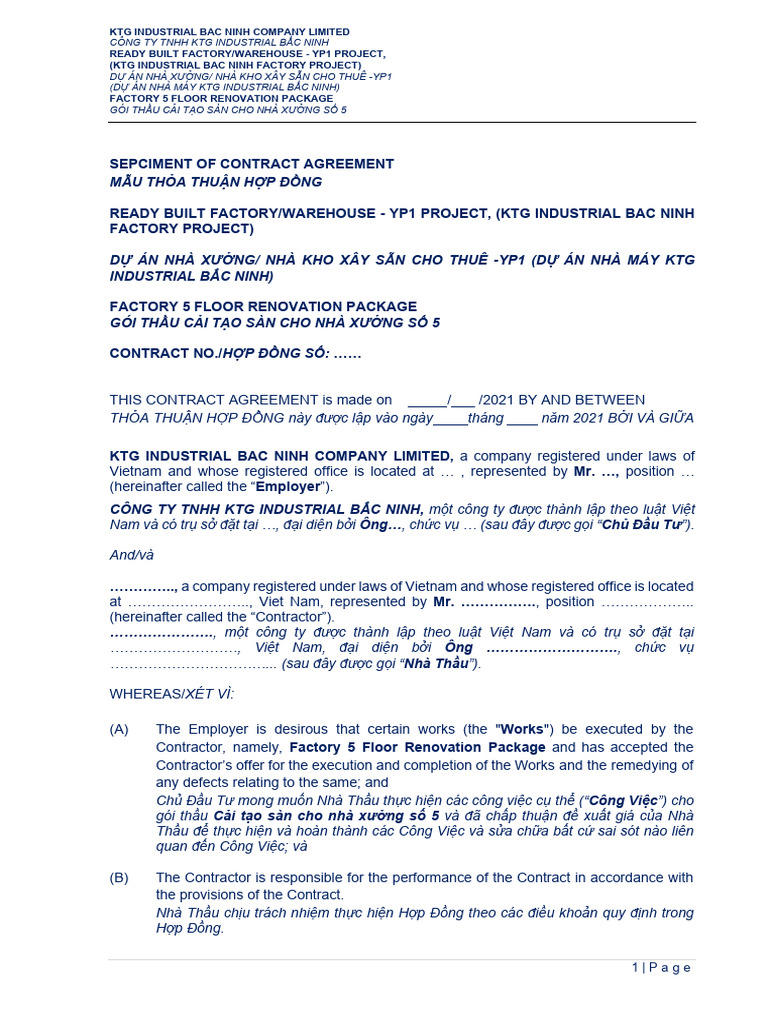 10 App 06 SPECIMEN OF CONTRACT AGREEMENT | PDF