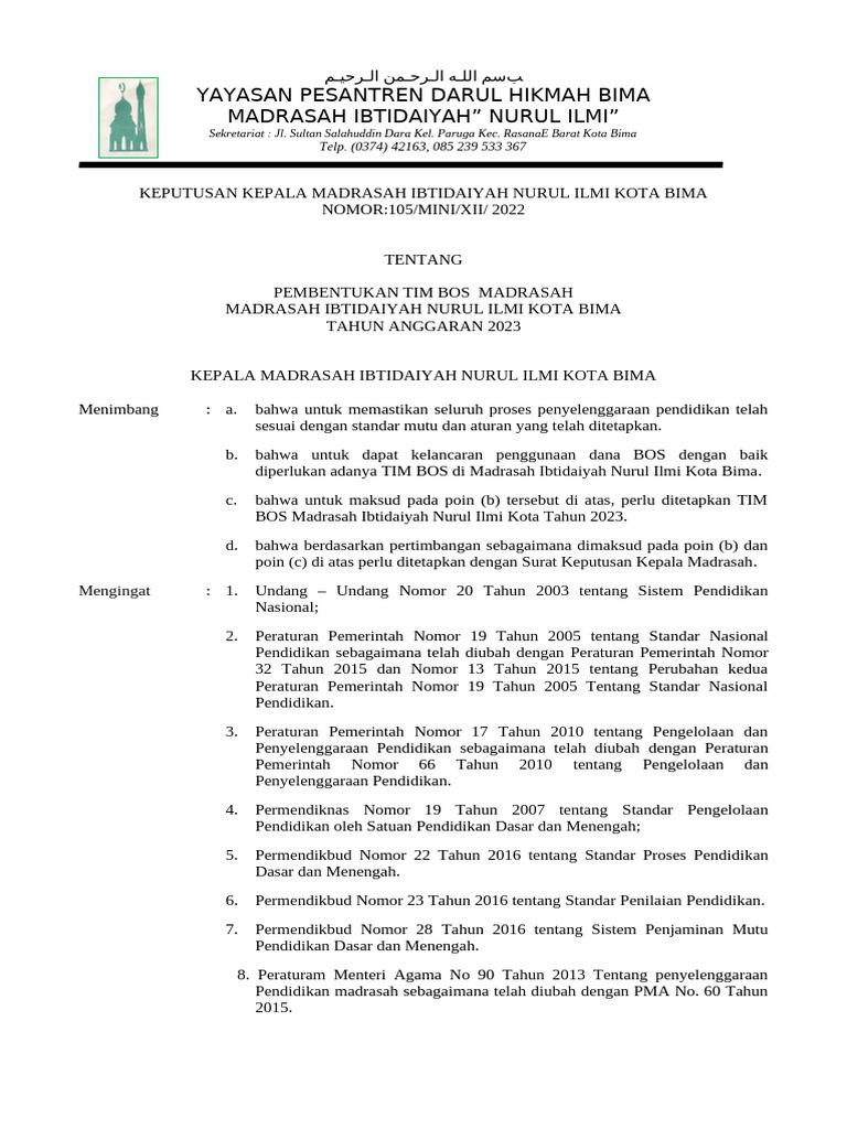 SK Tim Bos 2023 | PDF
