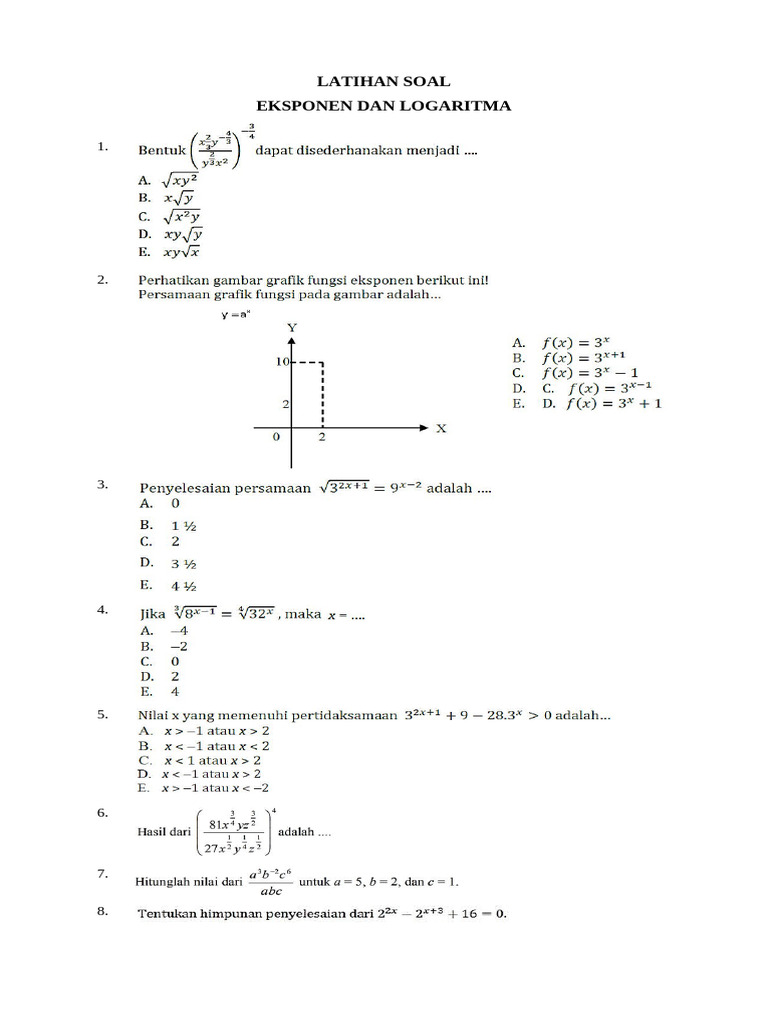 Math - PT - Latso Eksponen Dan Logaritma | PDF