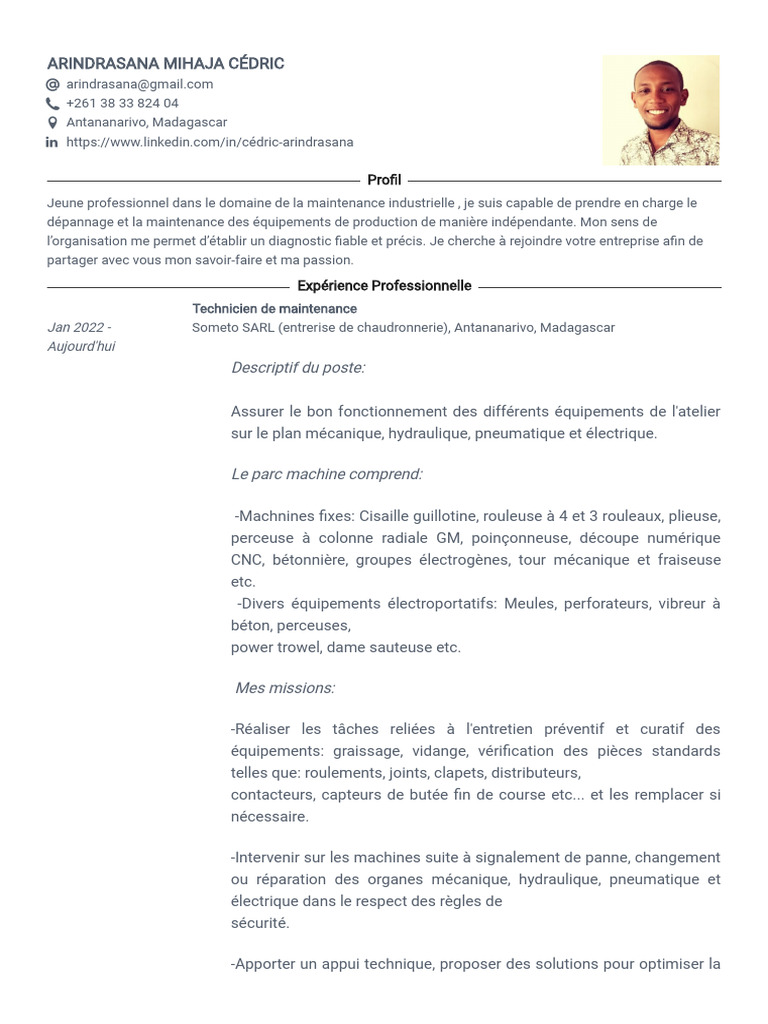 oFcbKr 1712234690 Cv-Mihaja-Cedric | PDF