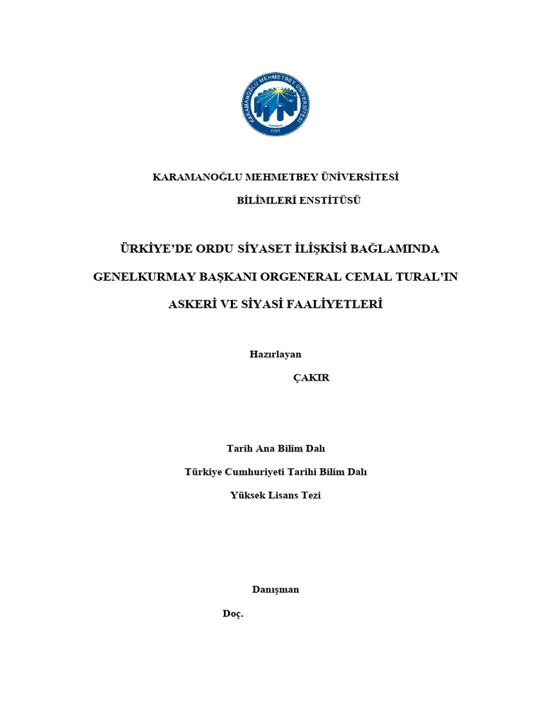 Türkiye'De Ordu-Siyaset İlişkisi Bağlaminda Genelkurmay Başkani ...