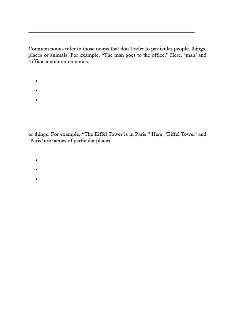 Common Nouns Vs Proper Nouns Notes | PDF