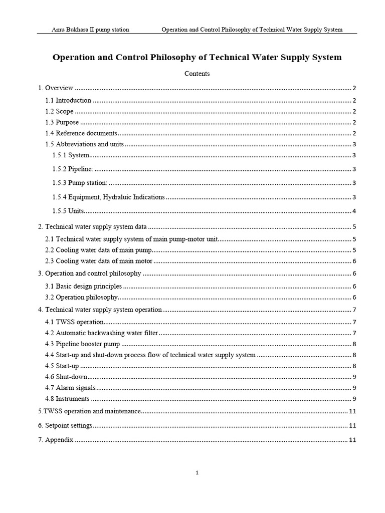 Operation and Control Philosophy of TWSS V01 | PDF