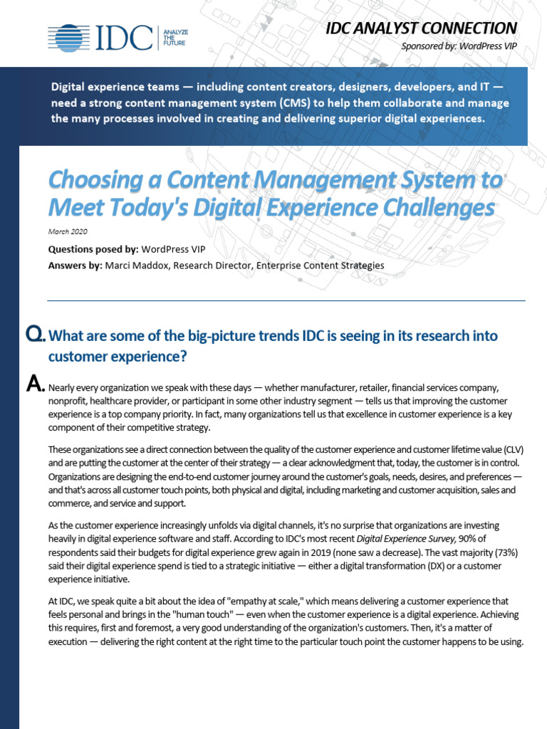 IDC Report Choosing A CMS To Meet Todays Digital Experience Challenges ...