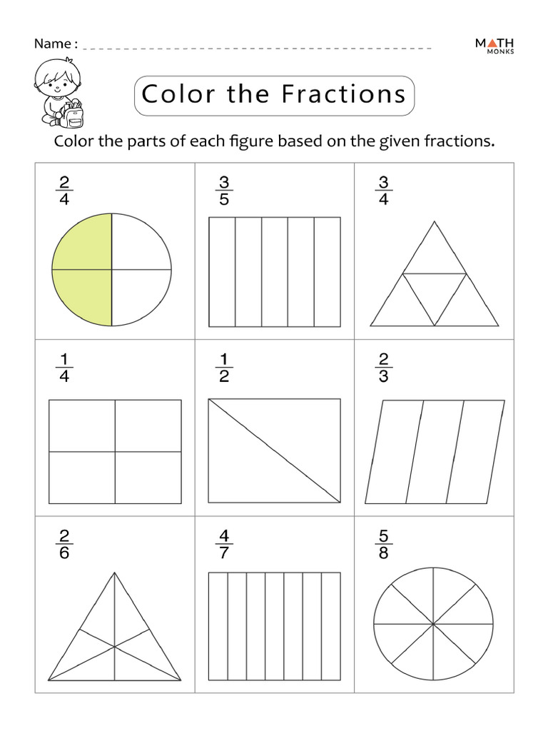 First Grade Fraction Worksheets | PDF