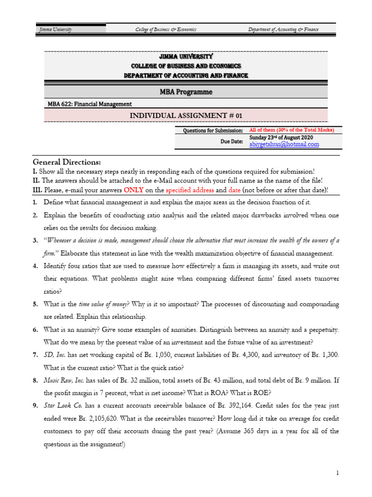 MBA 622 Individual Assignment 01 | PDF