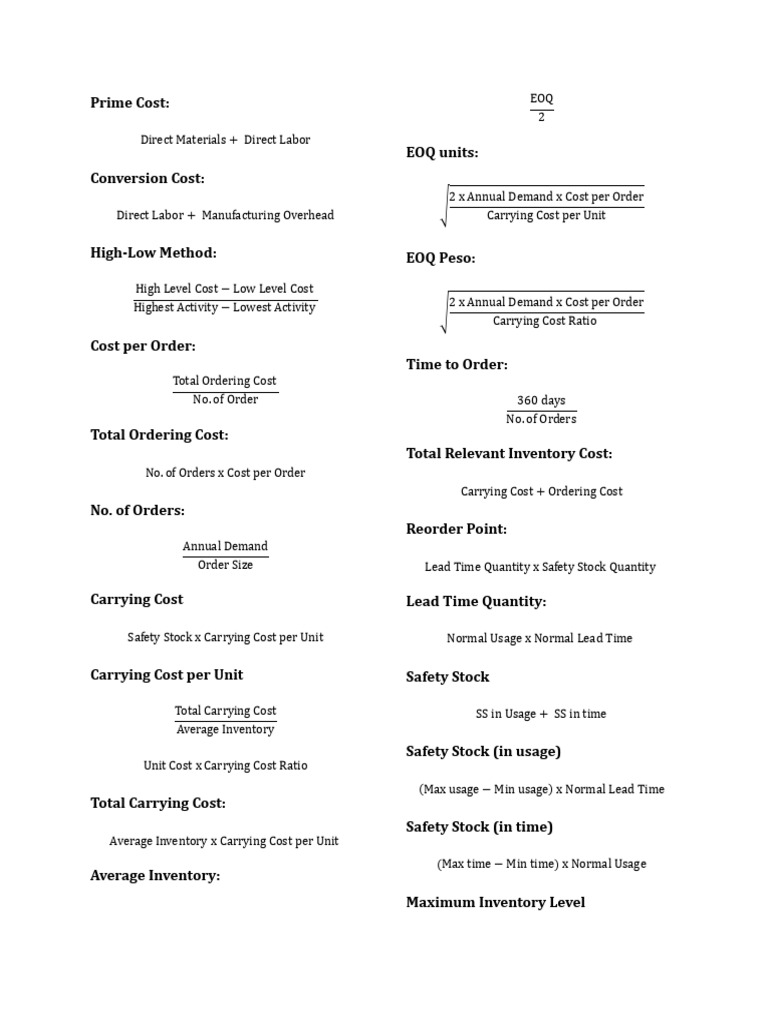 Formulas For MAS | PDF