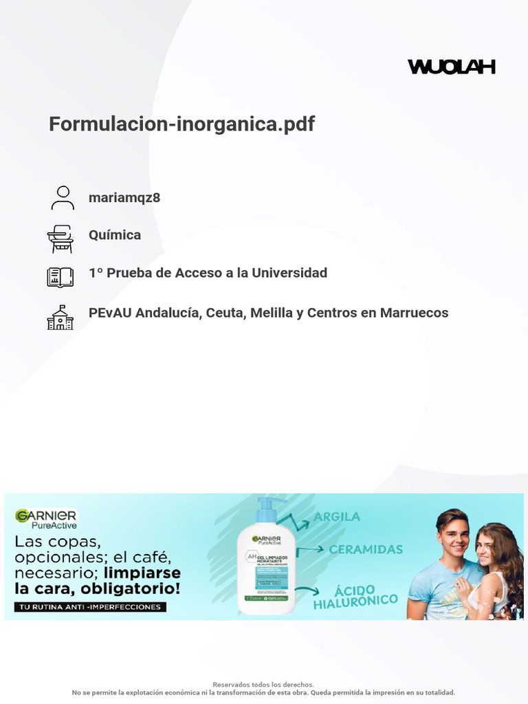 Formulacion-Inorganica Ejercicios | PDF