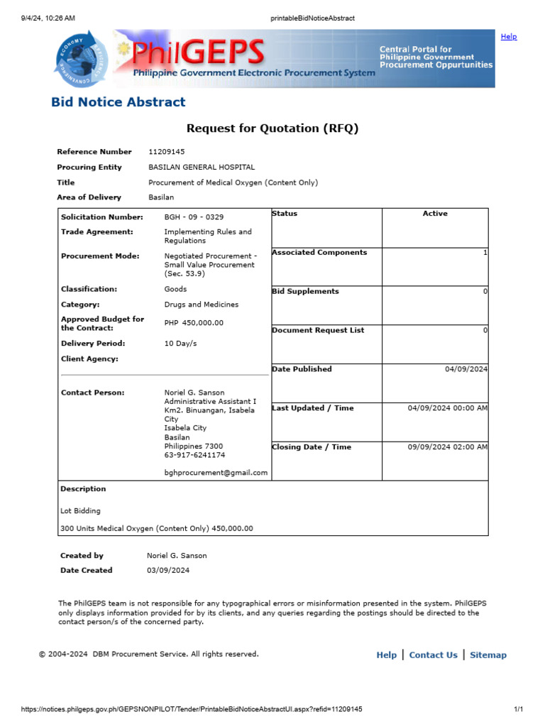 Philgeps Opportunity September 4 2024 - 2 | PDF