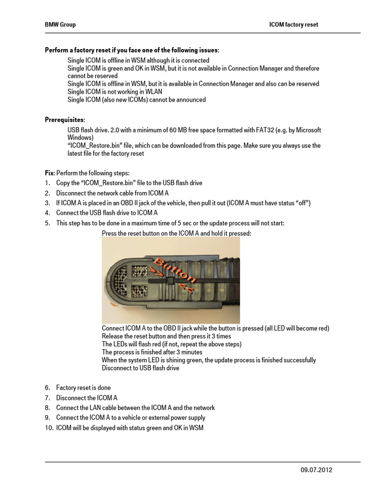 ICOM Factory Reset | PDF