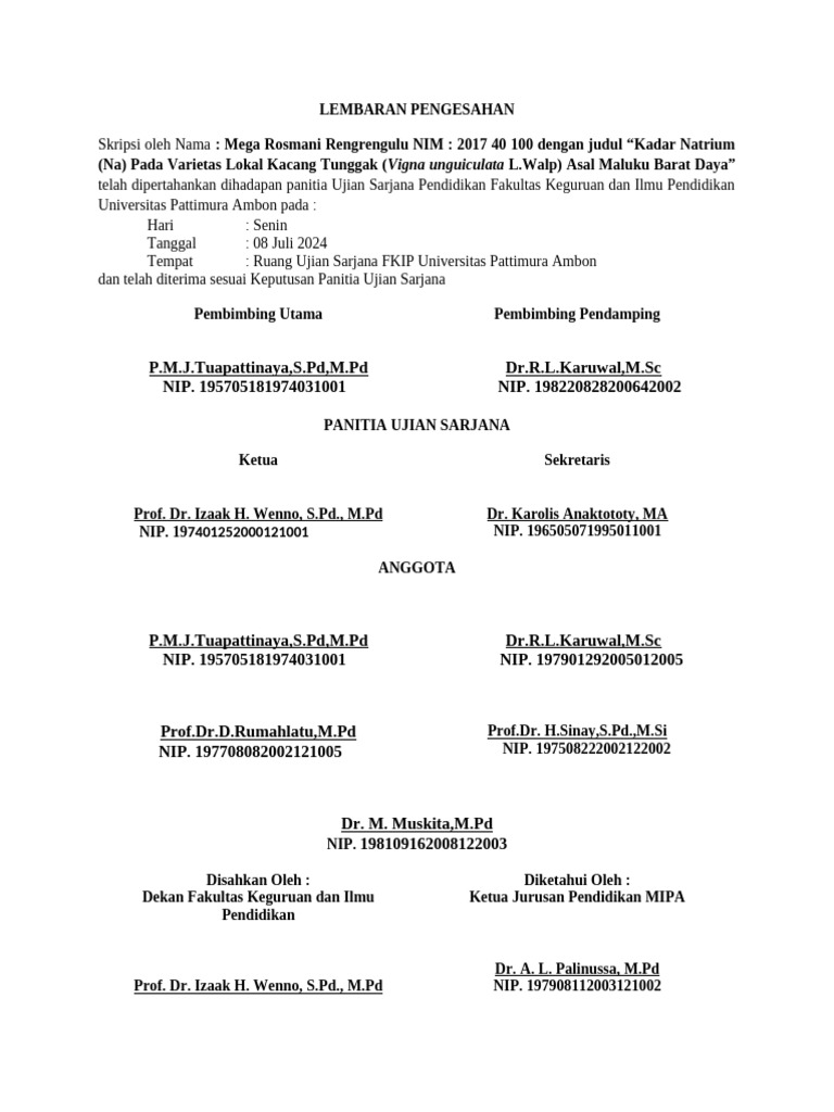 Mega Pengesahan Skripsi Fix Lembar Kuning | PDF