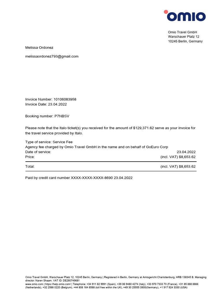 Omio Invoice P7NBSV | PDF