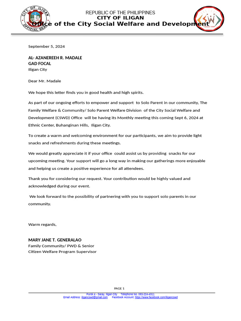 Letter - GAD | PDF
