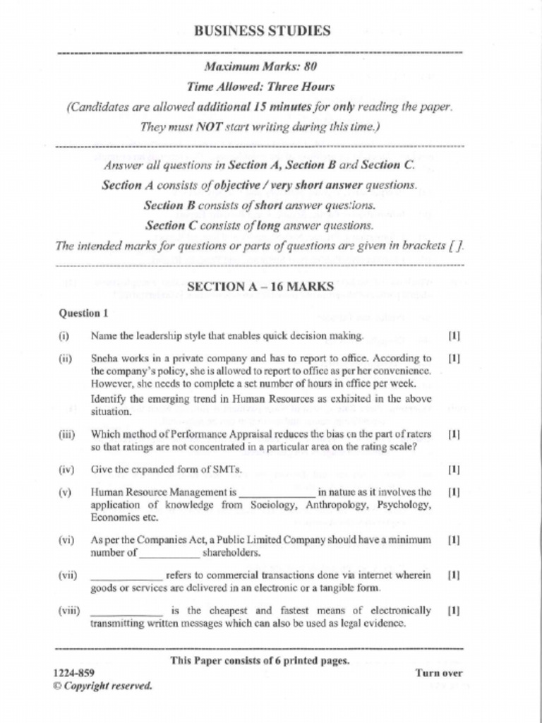 859 - Business Studies | PDF