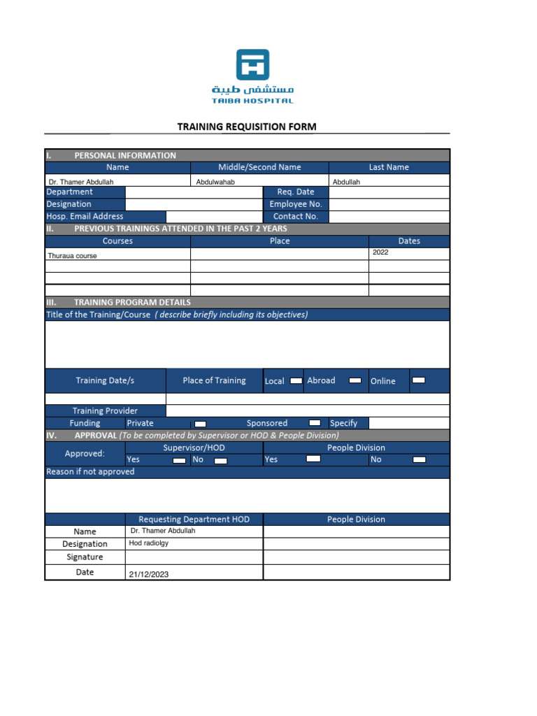 Training Requisition Form - Updated | PDF