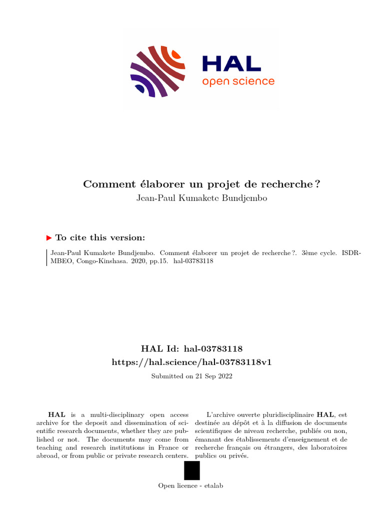Comment Elaborer Un Projet de Recherche | PDF