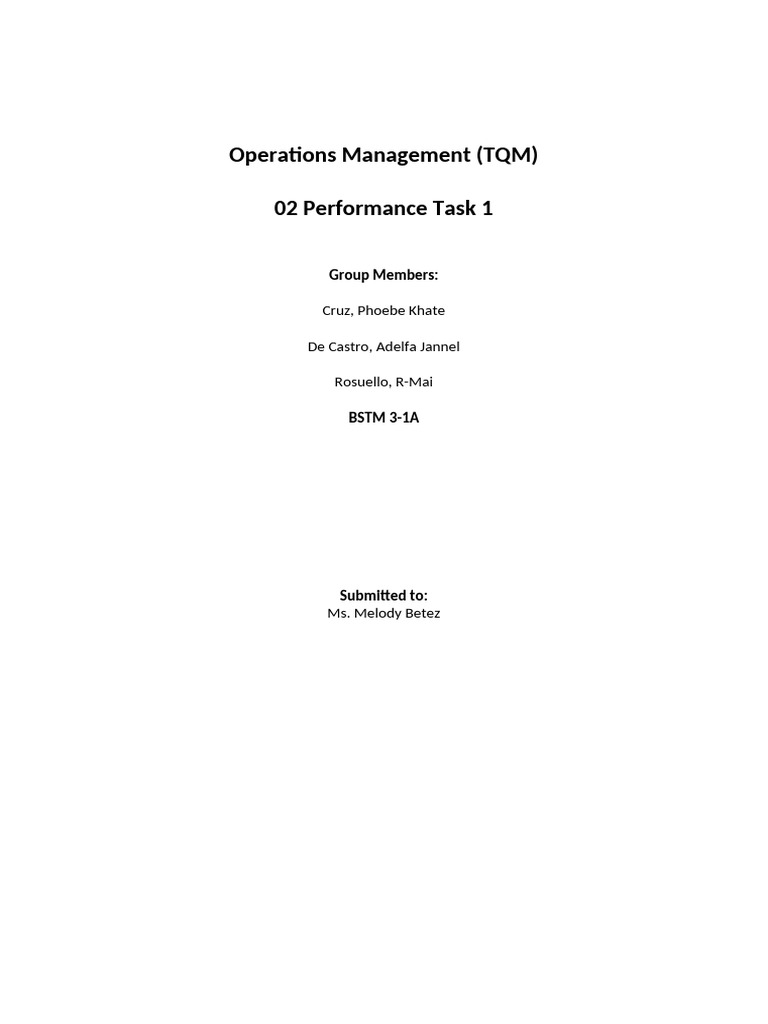 Performance Task Operation Management | PDF