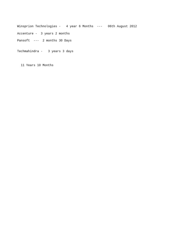 Experience of Companies Dates Calculation | PDF