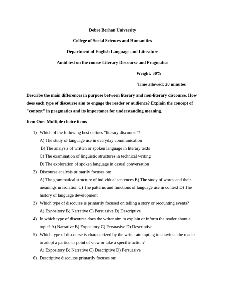 Debre Berhan University | PDF