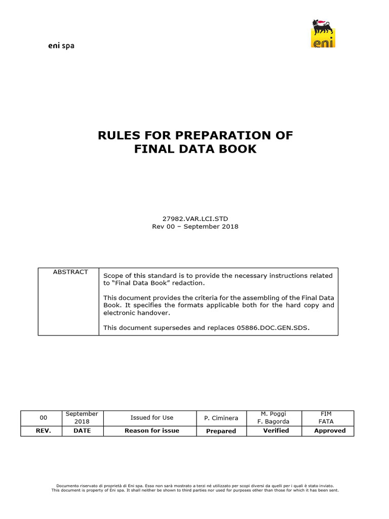 Rules For Preparation of Final Data Book | PDF