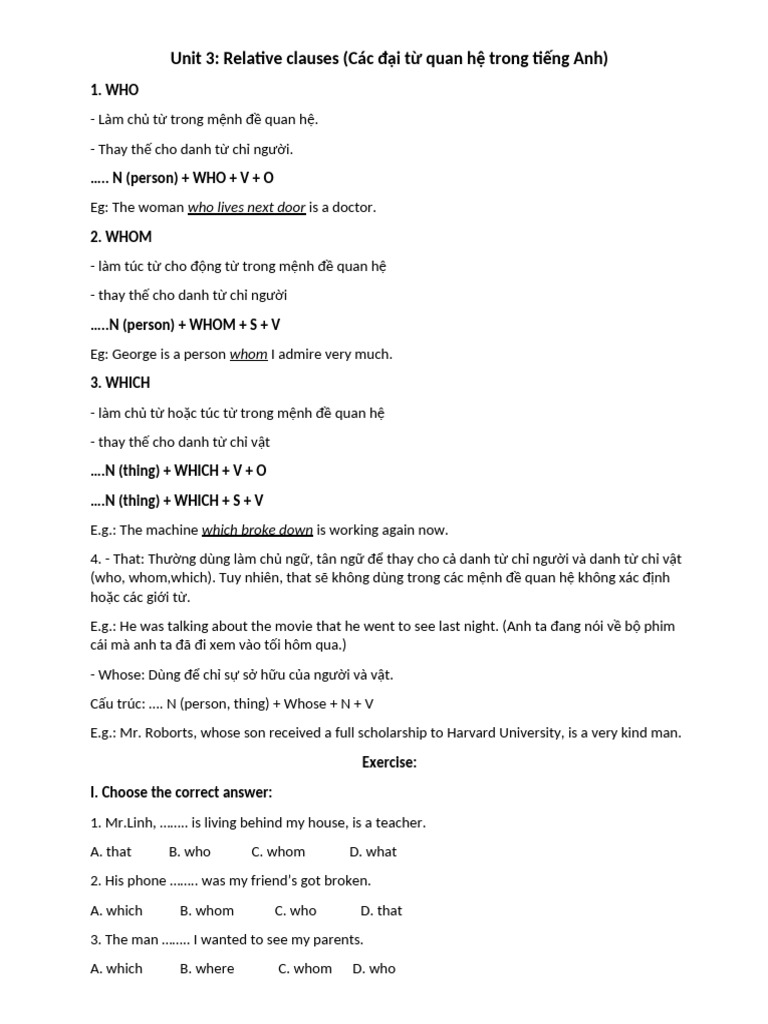 Unit 3 - Relative Clauses | PDF