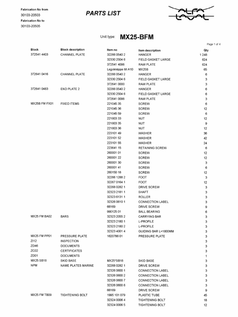 MX25-BFM 3010320503-05 ParstList | PDF