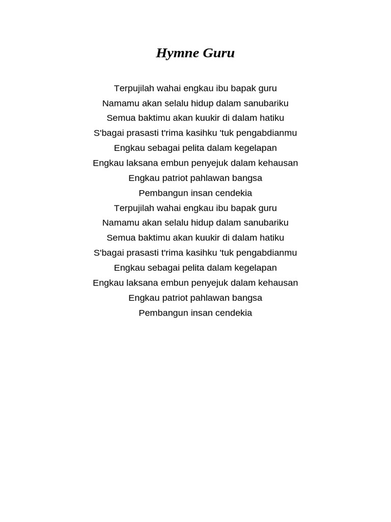 Hymne Guru & ALAT MUSIK MODERN | PDF