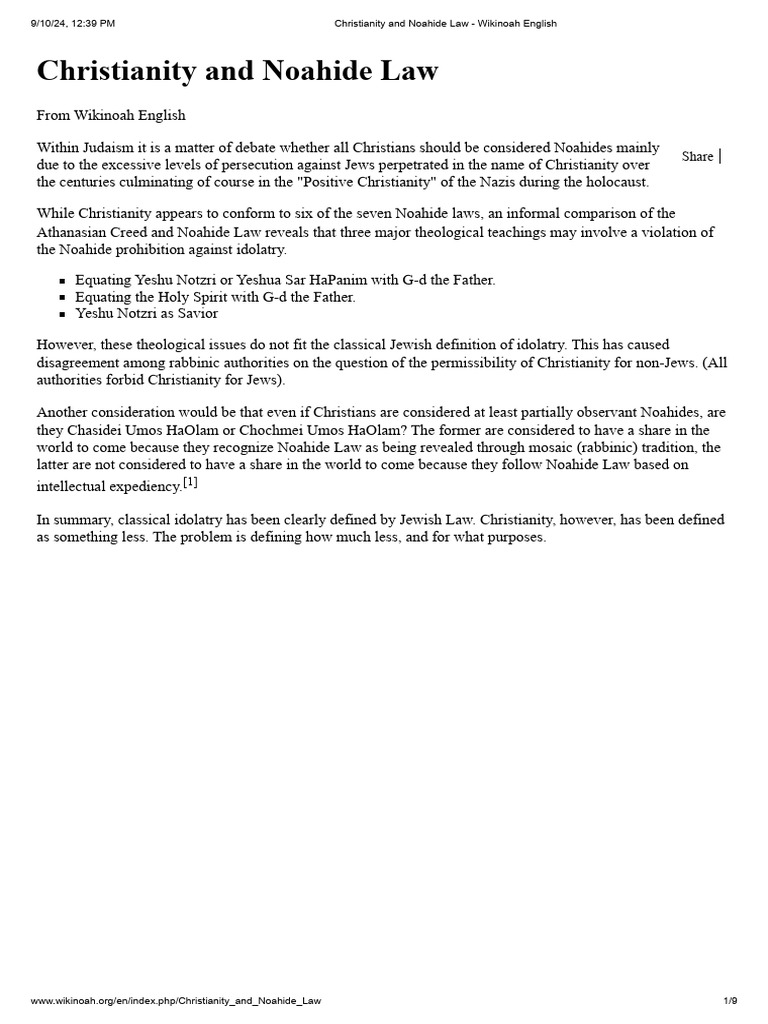 Christianity and Noahide Law - Wikinoah English | PDF
