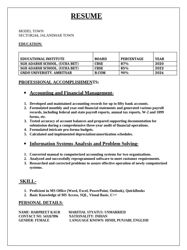 Resume Sample | PDF