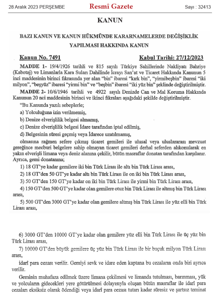 Bazi Kanun Ve Kanun Hukmunde Kararnamelerde Degisiklik Yapilmasi Hakkinda Kanun | PDF
