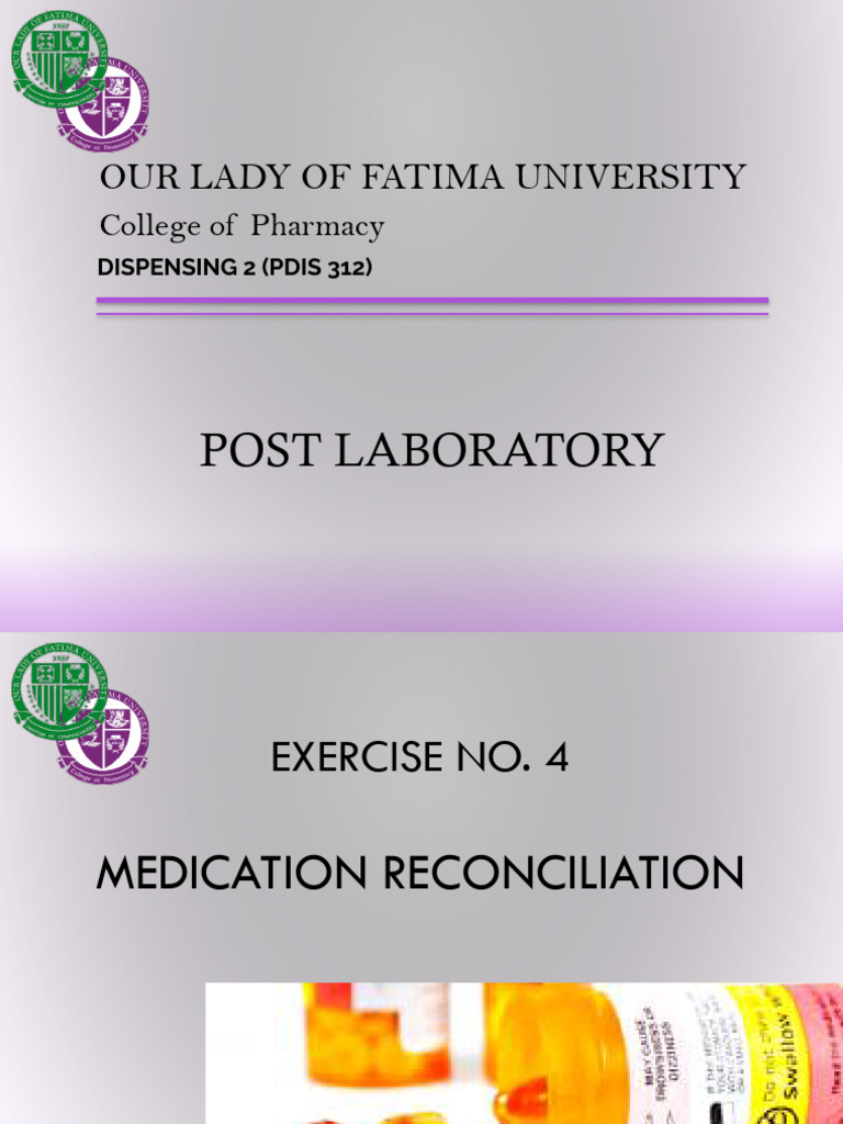 Exercise No.4 Medication Reconciliation C. Post Lab | PDF