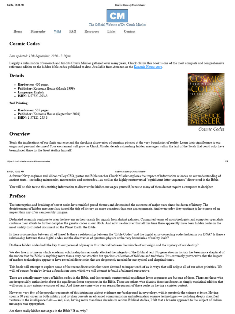 Cosmic Codes - Chuck Missler | PDF