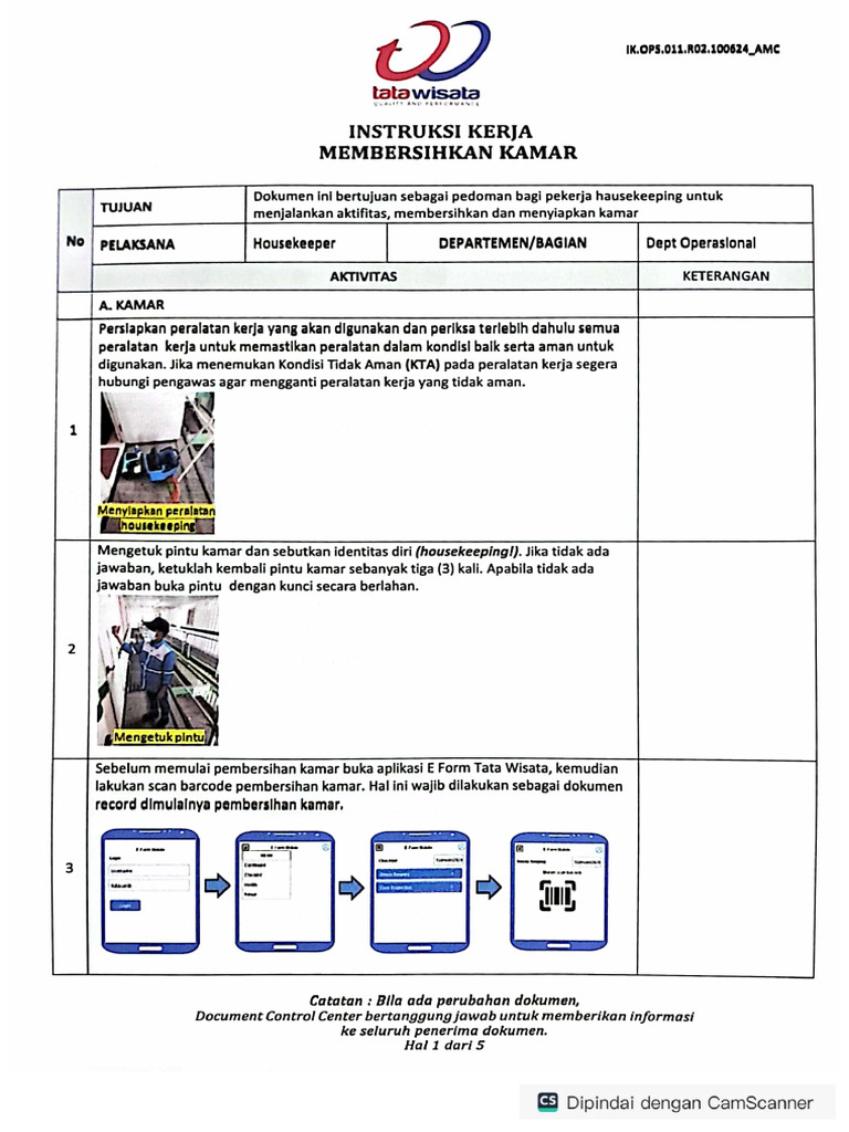 11.IK - OPS.011.R02.100624 - AMC - Membersihkan Kamar | PDF