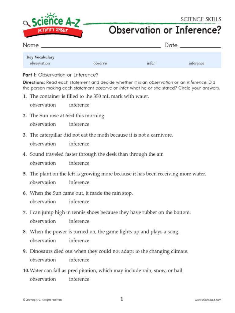 Observation vs. Inferences | PDF