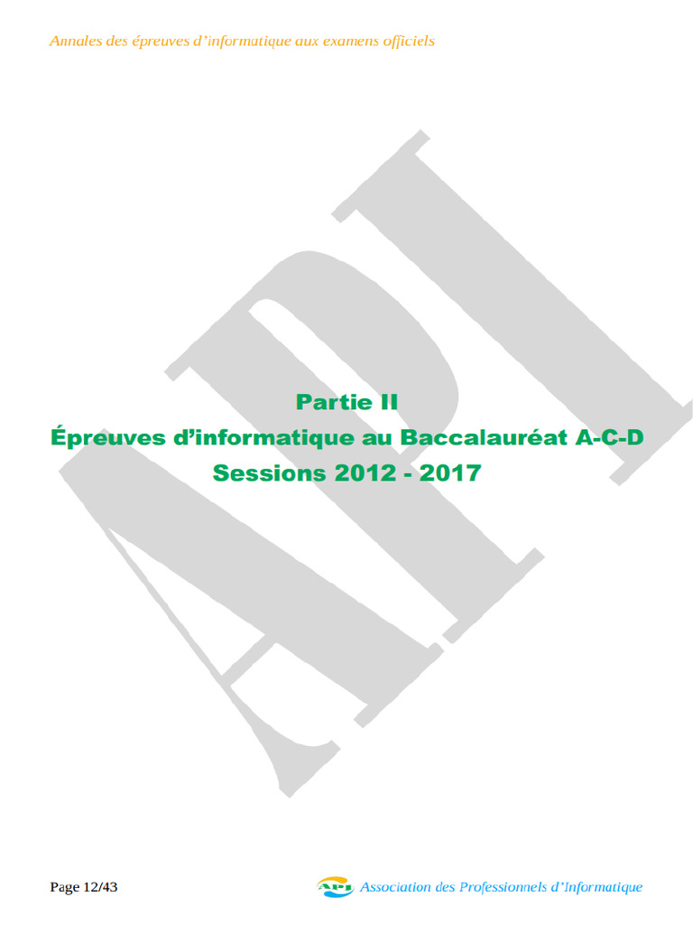 Épreuves Info Bac C | PDF