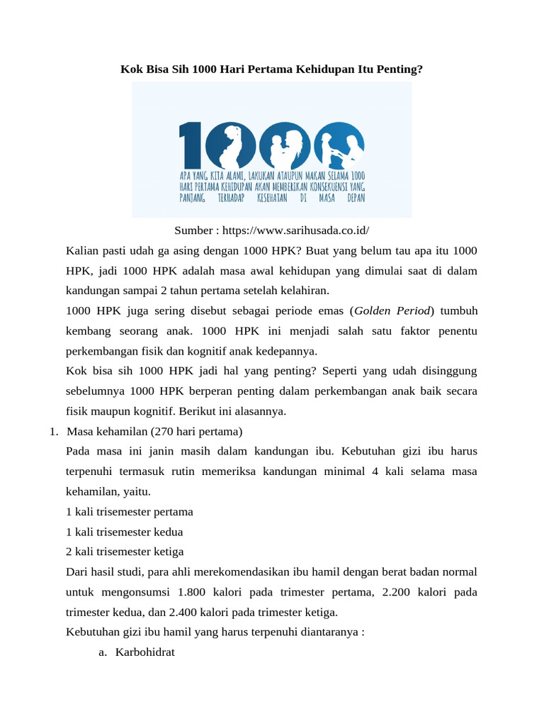 Kok Bisa Sih 1000 Hari Pertama Kehidupan Itu Penting | PDF