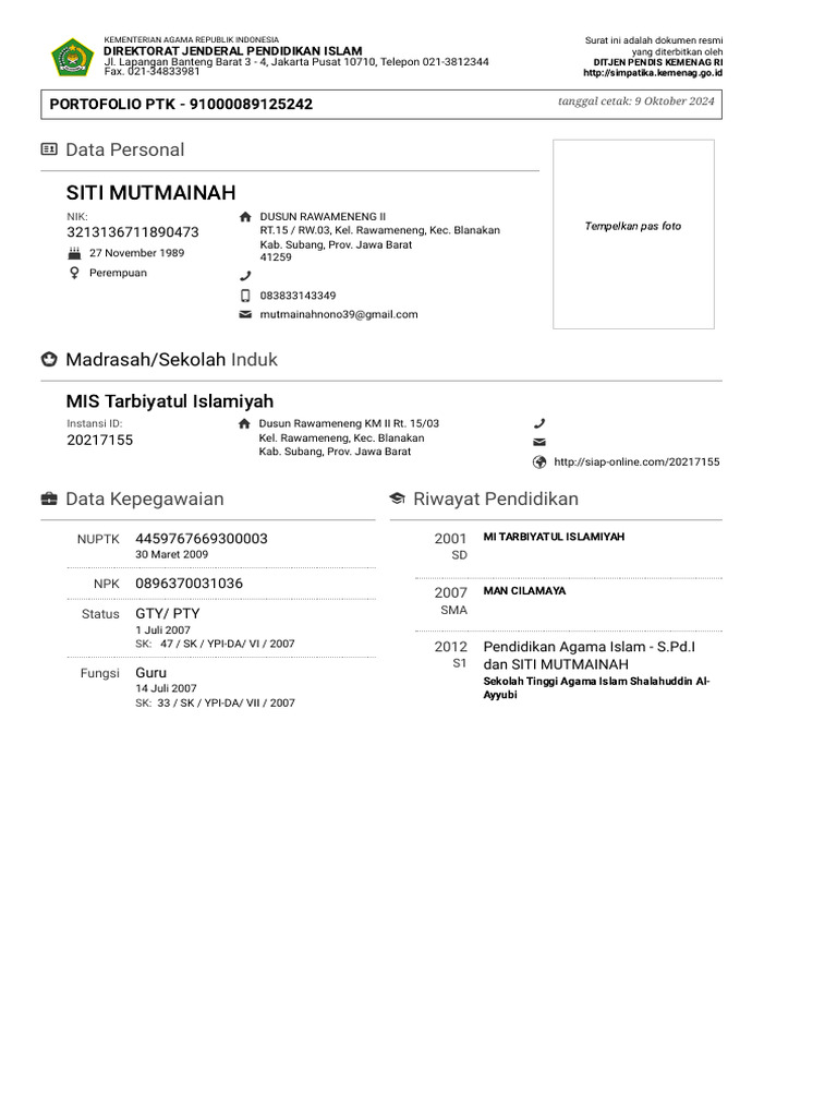 Pusat Layanan PTK Simpatika | PDF