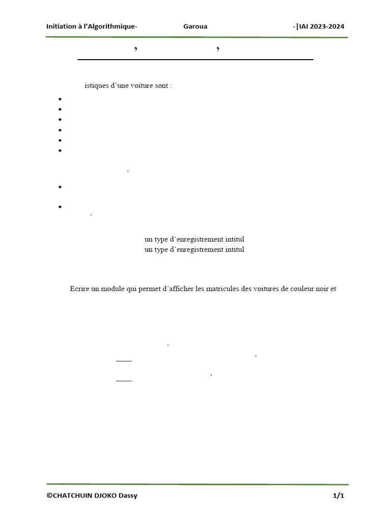 Devoir D Initiation A L Algorithmique | PDF