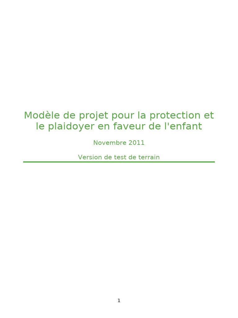 Child Protection Advocacy Project Model Final Traduit Pdf