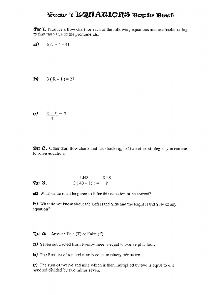 Practice Test Solving Equations Pdf