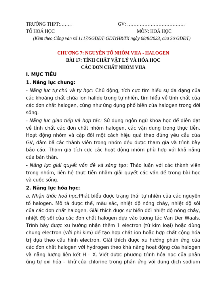 Bài 17 - Hóa 10 - CTST | PDF