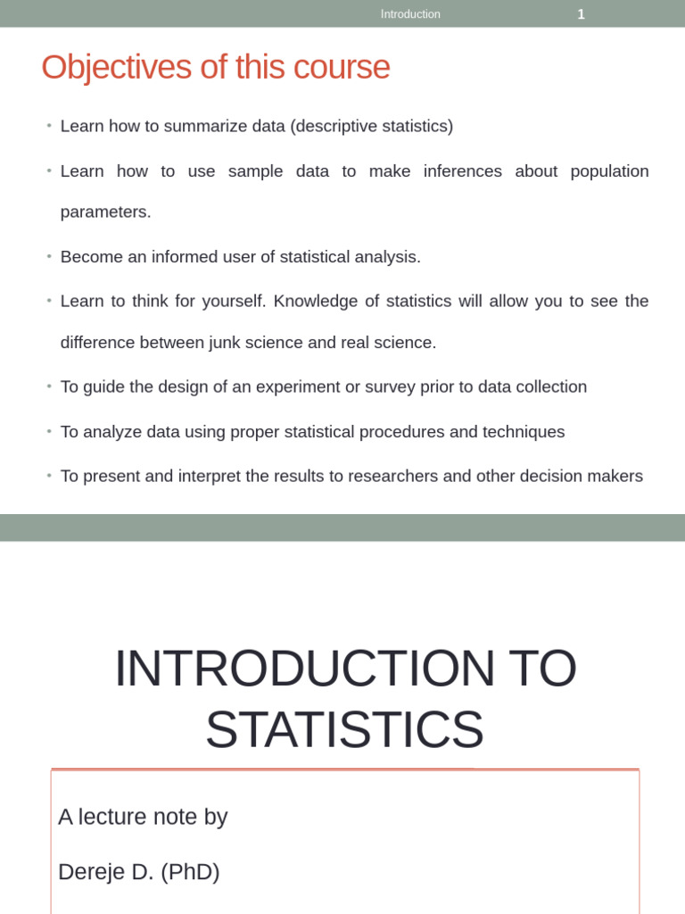 Lecture Note On Statistical Methods With An Application | PDF ...
