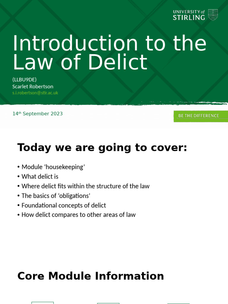 01 Introduction To The Law of Delict | PDF