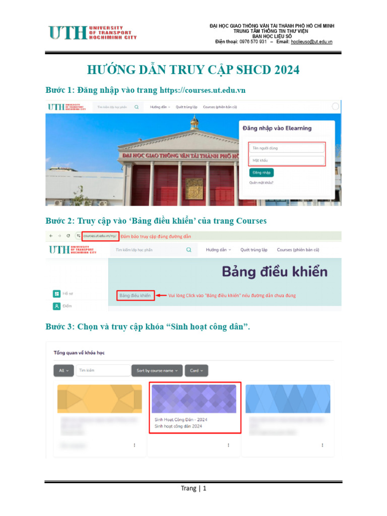 Huong Dan Truy Cap SHCD 2024 | PDF