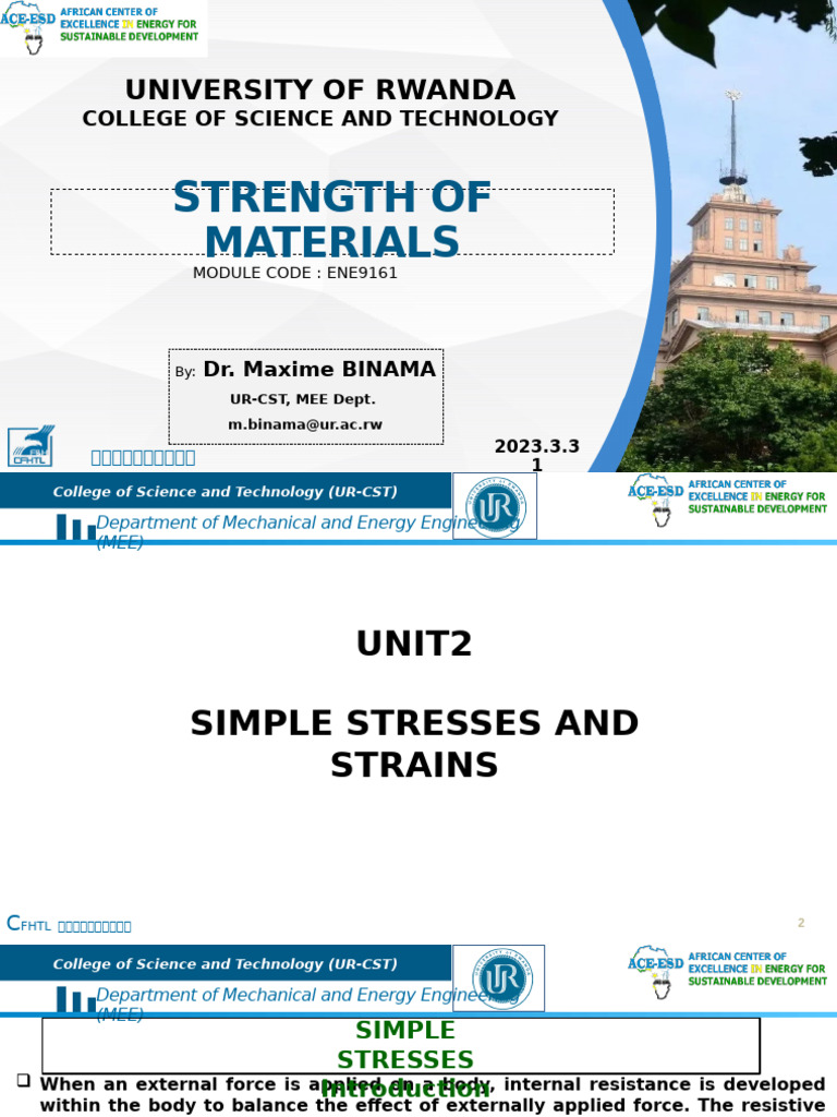 Unit2 - Simple Stress and Strain | PDF