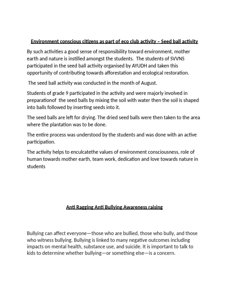 Sewa Report 2 Class IX | PDF